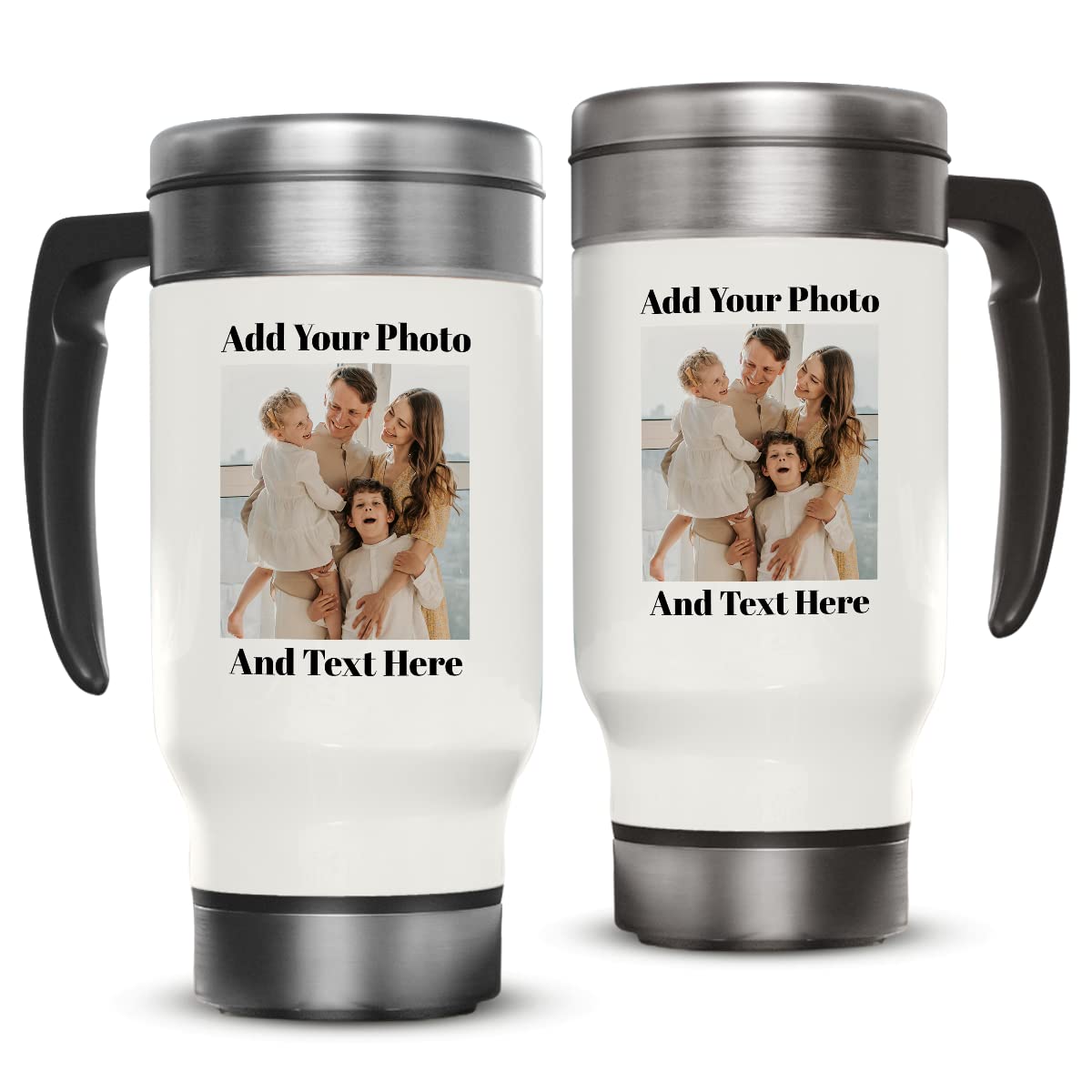 winorax Photo Mugs Personalized Picture Travel Mugs With Handle Stainless Steel 14oz Tumbler With Lid Customized Text Name Logo Coffee Travel Cup Traveling Birthday Gifts For Women Men Family