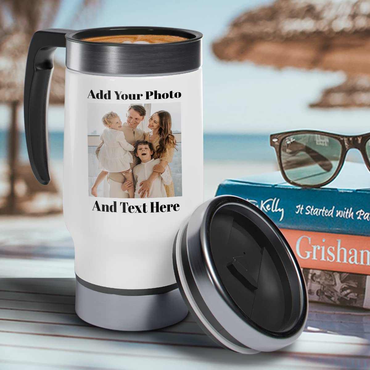 winorax Photo Mugs Personalized Picture Travel Mugs With Handle Stainless Steel 14oz Tumbler With Lid Customized Text Name Logo Coffee Travel Cup Traveling Birthday Gifts For Women Men Family