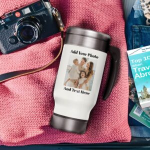 winorax Photo Mugs Personalized Picture Travel Mugs With Handle Stainless Steel 14oz Tumbler With Lid Customized Text Name Logo Coffee Travel Cup Traveling Birthday Gifts For Women Men Family