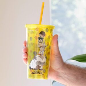 SCS Direct Avatar: The Last Airbender Travel Cup with Lid and Straw - Kawaii Style Characters - Officially Licensed - Great Gift for Kids and Adults