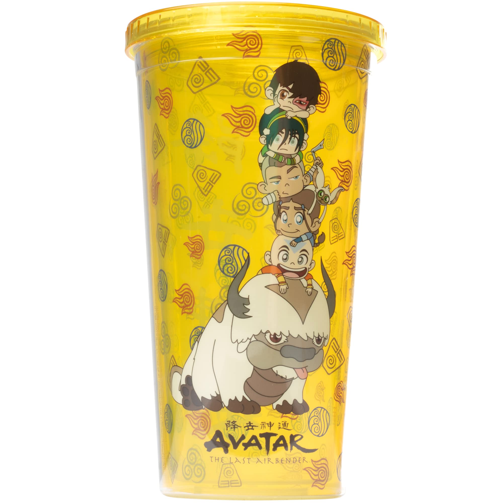 SCS Direct Avatar: The Last Airbender Travel Cup with Lid and Straw - Kawaii Style Characters - Officially Licensed - Great Gift for Kids and Adults