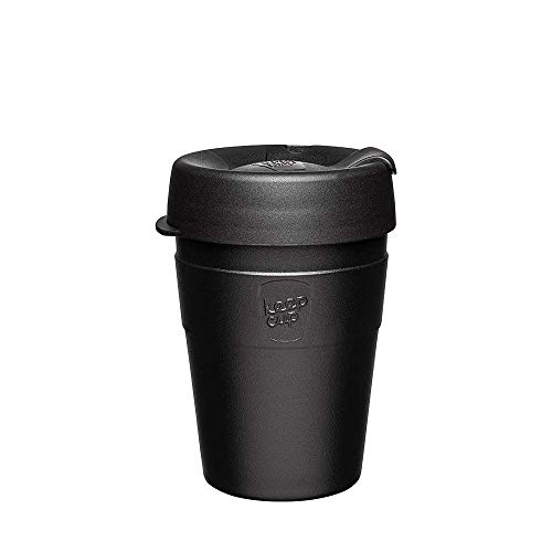 KeepCup Thermal - Vacuum Insulated Reusable Coffee Cup with Splashproof Sipper Lid | M 12oz/340ml - Black