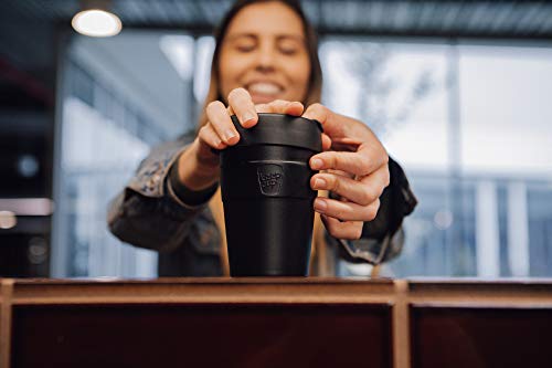 KeepCup Thermal - Vacuum Insulated Reusable Coffee Cup with Splashproof Sipper Lid | M 12oz/340ml - Black