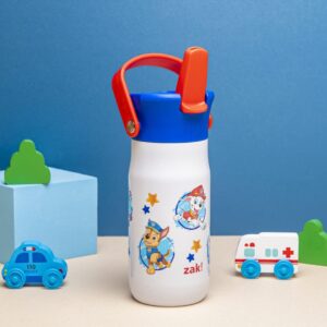 Zak Designs Harmony PAW Patrol Kid Water Bottle for Travel or At Home, 14oz Recycled Stainless Steel is Leak-Proof When Closed and Vacuum Insulated (Chase, Marshall, Skye, Rubble, Everest, Zuma)