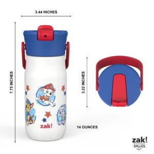 Zak Designs Harmony PAW Patrol Kid Water Bottle for Travel or At Home, 14oz Recycled Stainless Steel is Leak-Proof When Closed and Vacuum Insulated (Chase, Marshall, Skye, Rubble, Everest, Zuma)