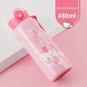 Hello Kitty Stainless Steel Insulated Water Bottle with Strap Pink 480ml