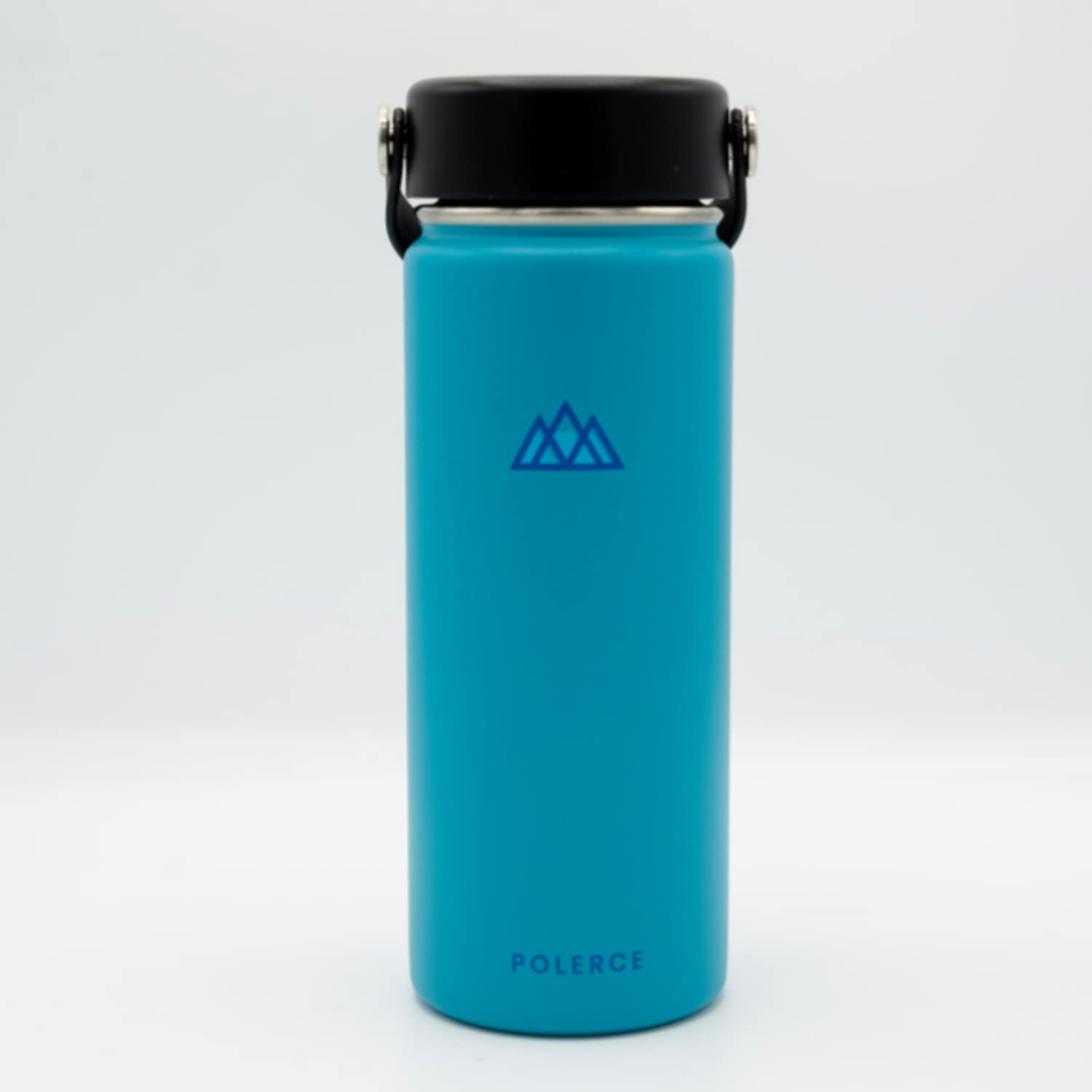 Vacuum Insulated Bottle with 3 Lids - Flex Straw Lid, Flex Lid, and Coffee Flip Lid - Stainless Steel Double Wall Thermally Insulated Flask - 5 Sizes - 5 Colors - by Polerce (18 Oz, Aqua (Blue))