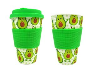 tinymills avocado cute kawaii 14oz travel mug eco-friendly reusable plant fiber travel mug birthday gift stocking stuffer teacher