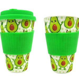 TINYMILLS Avocado Cute Kawaii 14oz Travel Mug Eco-Friendly Reusable Plant Fiber Travel Mug Birthday Gift Stocking Stuffer Teacher