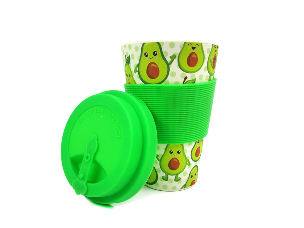 TINYMILLS Avocado Cute Kawaii 14oz Travel Mug Eco-Friendly Reusable Plant Fiber Travel Mug Birthday Gift Stocking Stuffer Teacher