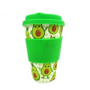 TINYMILLS Avocado Cute Kawaii 14oz Travel Mug Eco-Friendly Reusable Plant Fiber Travel Mug Birthday Gift Stocking Stuffer Teacher