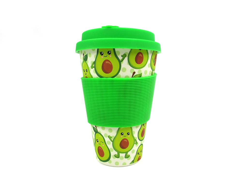 TINYMILLS Avocado Cute Kawaii 14oz Travel Mug Eco-Friendly Reusable Plant Fiber Travel Mug Birthday Gift Stocking Stuffer Teacher