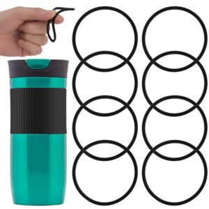 8pcs replacement rubber lid seals compatible with contigo snapseal byron 16 & 20 oz travel mug, leak-proof seals lid gaskets replacement for contigo mugs (black)