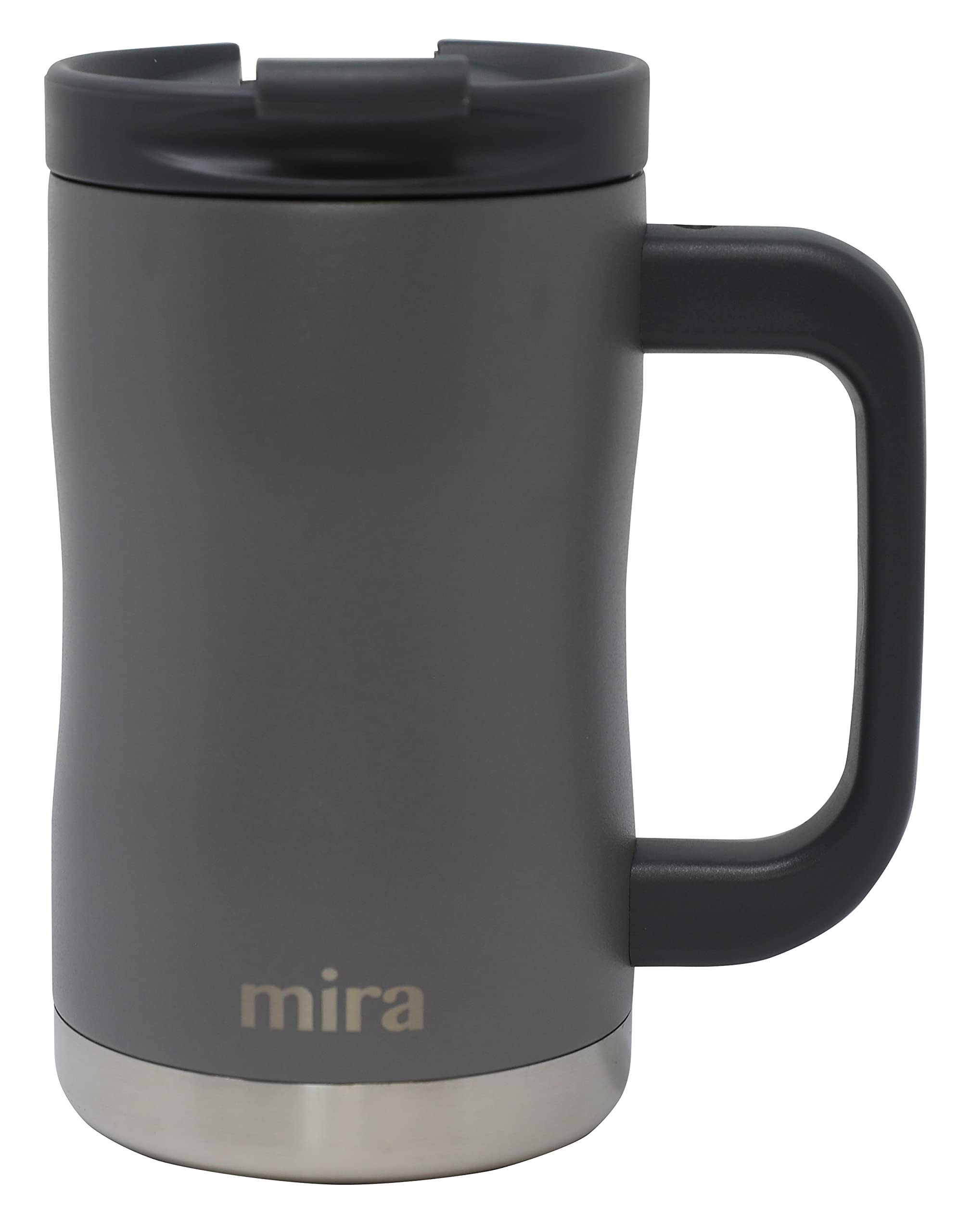 MIRA Vacuum Insulated Coffee Mug with Handle, 14oz Stainless Steel Tea Coffee Travel Mug, Double Wall Reusable thermal Coffee Cup with Lid, Slate Gray