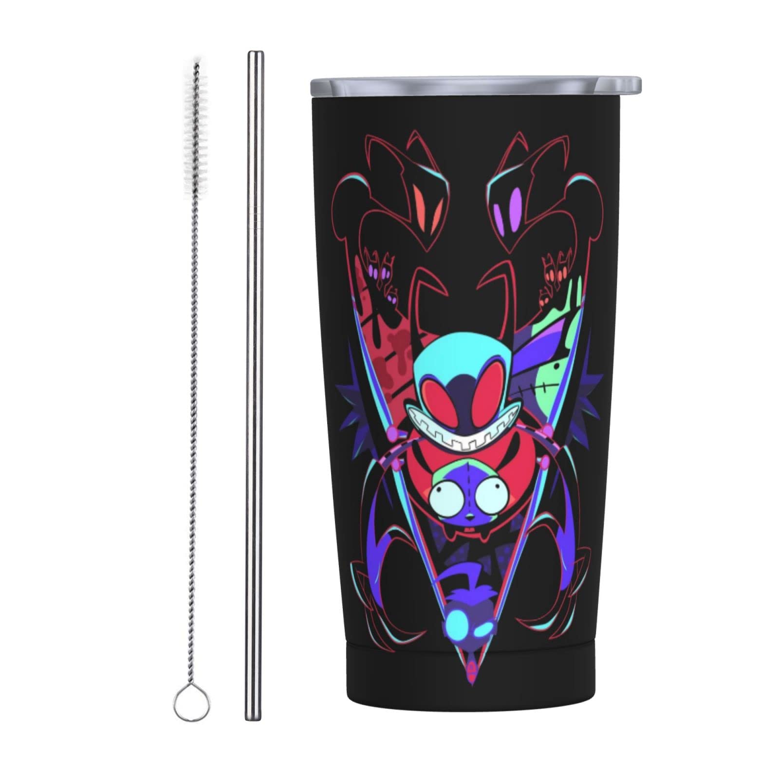 CONPELSON 20OZ Coffee Mug Invader Anime Zim Car Insulated Stainless Steel Tumbler With Straws Novelty Travel Sippy Cup for Home Office Travel