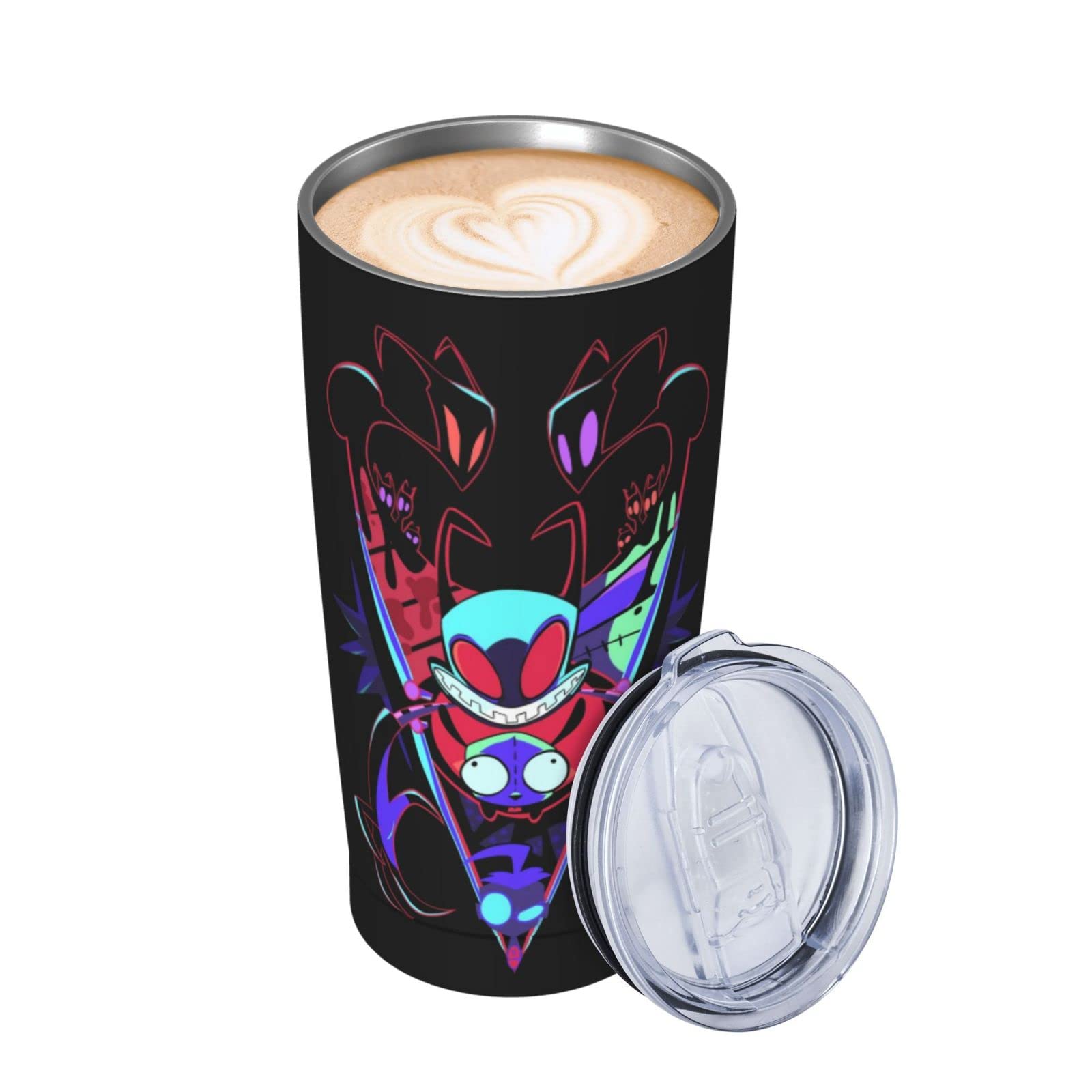 CONPELSON 20OZ Coffee Mug Invader Anime Zim Car Insulated Stainless Steel Tumbler With Straws Novelty Travel Sippy Cup for Home Office Travel