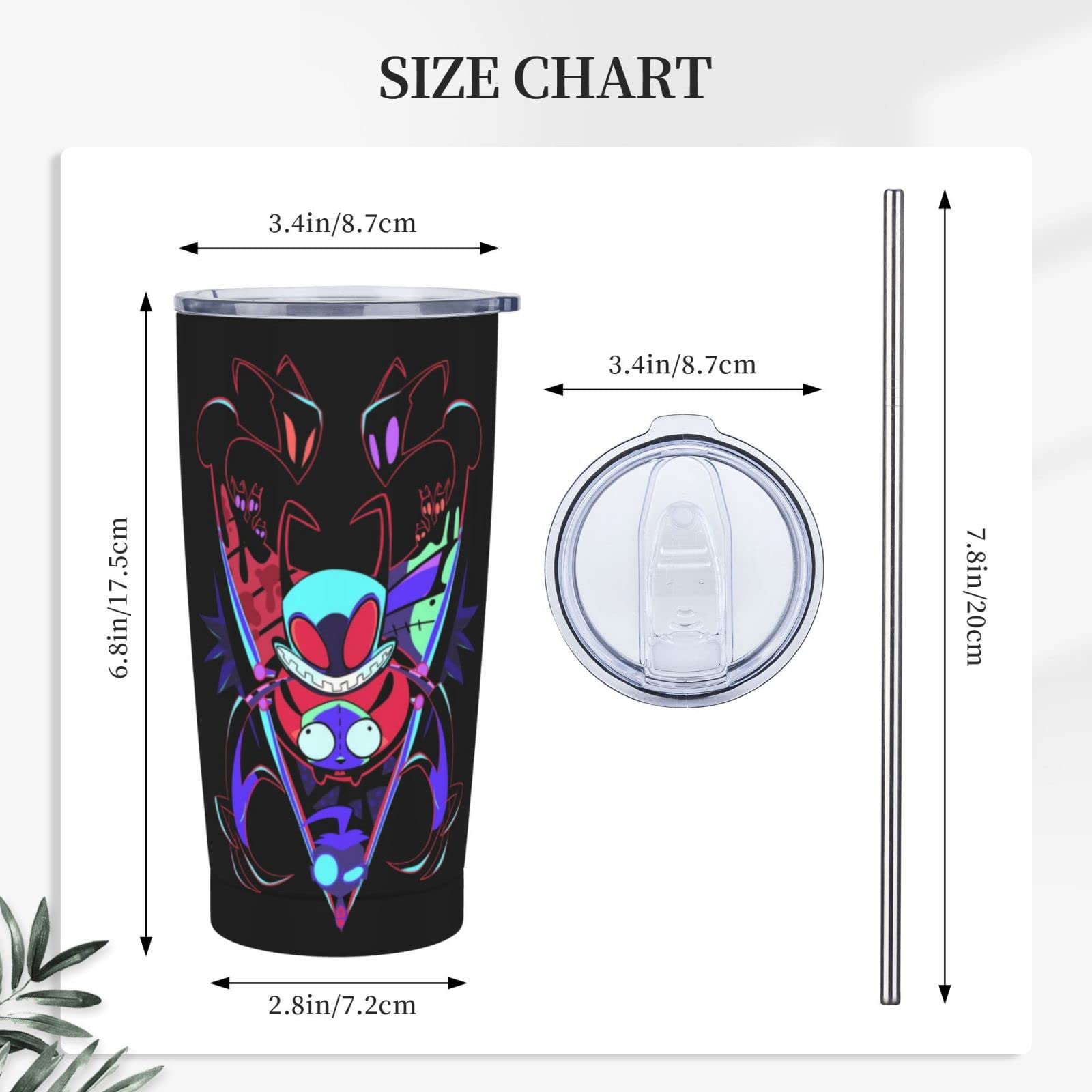 CONPELSON 20OZ Coffee Mug Invader Anime Zim Car Insulated Stainless Steel Tumbler With Straws Novelty Travel Sippy Cup for Home Office Travel