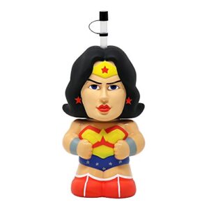 party animal dc comics superhero big sip water bottle, 16 oz., wonder woman