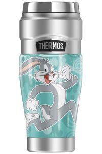 thermos looney tunes bugs bunny circle pattern stainless king stainless steel travel tumbler, vacuum insulated & double wall, 16oz