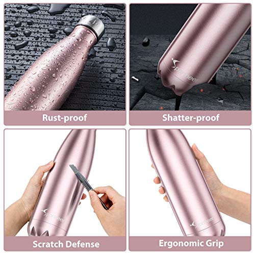 Flask Water Bottles: Sportneer 26oz Insulated Stainless Steel Water Bottle Reusable Double Walled Metal Bottle Cola Shape Thermos LeakProof 24 Hours Cold 12 Hours Hot for Travel Hiking 750ml Rose Gold