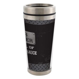 Elanze Designs My Bus Driver Is Full of Awesomesauce Black 16 Ounce Stainless Steel Travel Mug with Lid