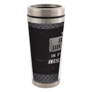 Elanze Designs My Bus Driver Is Full of Awesomesauce Black 16 Ounce Stainless Steel Travel Mug with Lid