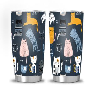 Waldeal Cute Cats 20 oz Tumbler with Lid, Vacuum Insulated Tumblers Cup for Men Women, Festival Birthday Gifts for Cat Lover