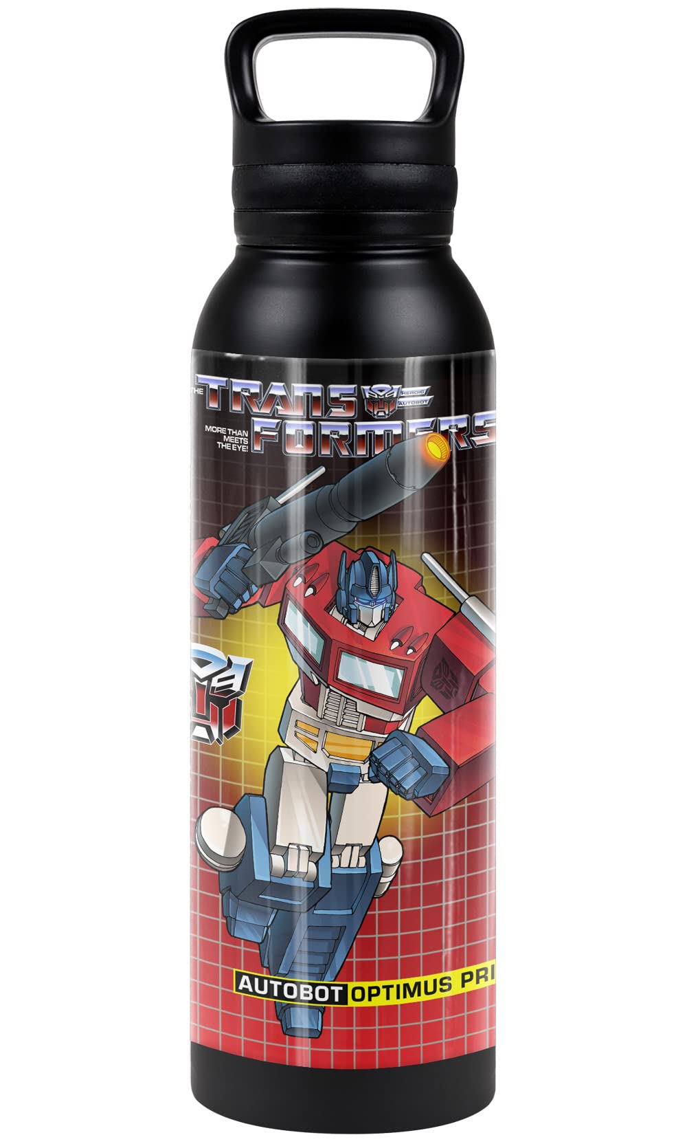 Transformers OFFICIAL Optimus Prime Black 24 oz Insulated Canteen Water Bottle, Leak Resistant, Vacuum Insulated Stainless Steel with Loop Cap