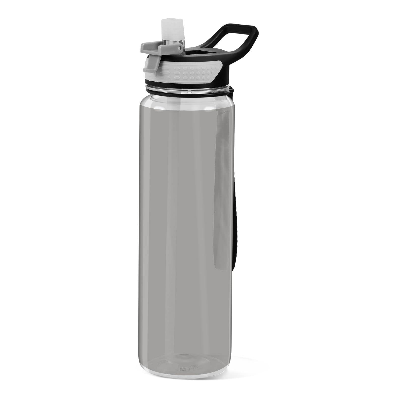 Kigai Plain Grey Solid Color Water Bottle with Straw Lid 32oz Leakproof Clear Gym Water Bottles for Women Men Outdoor Sport Drinking