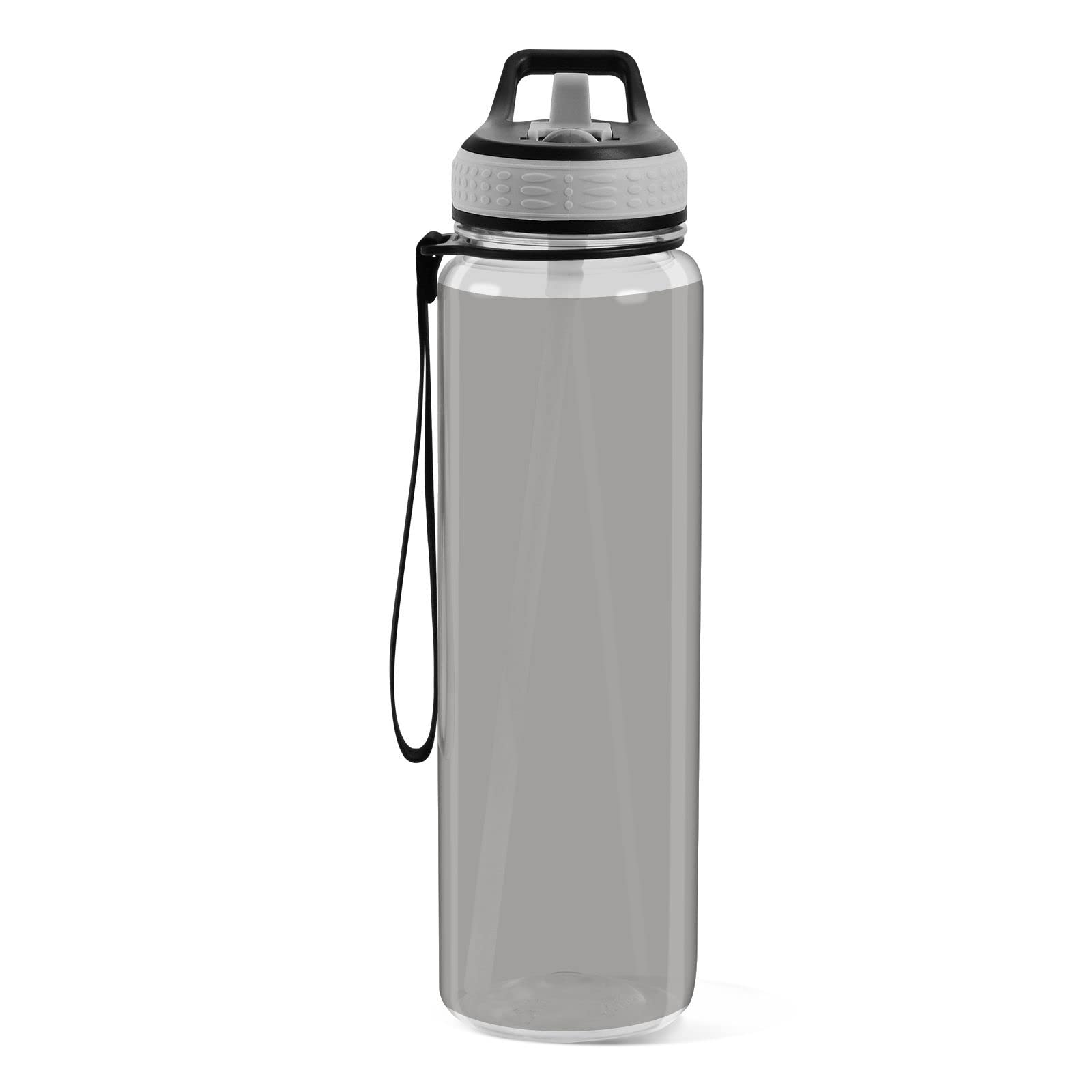 Kigai Plain Grey Solid Color Water Bottle with Straw Lid 32oz Leakproof Clear Gym Water Bottles for Women Men Outdoor Sport Drinking