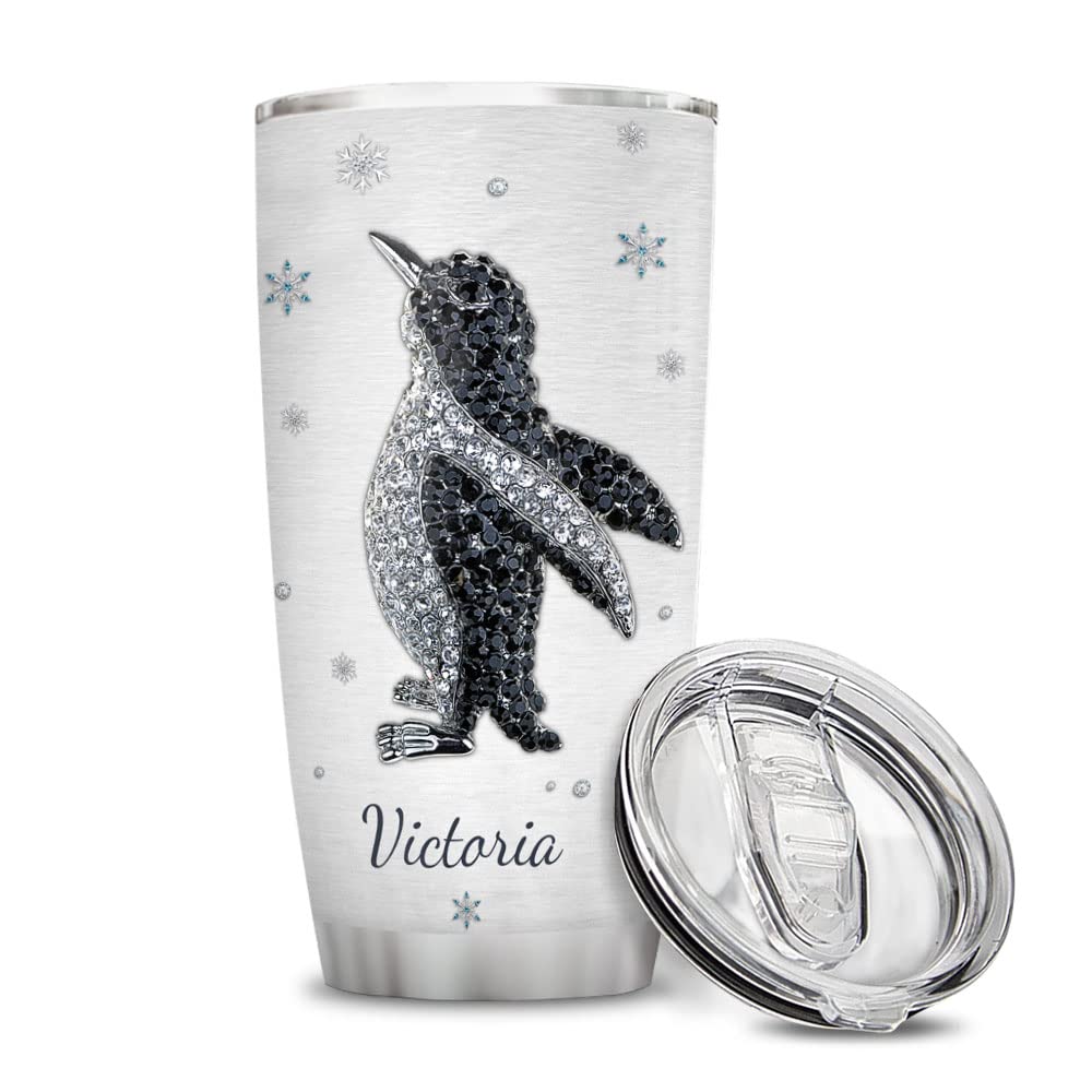 Wassmin Personalized Penguin Tumbler Cup With Lid 20oz 30oz Penguins Stainless Steel Double Wall Vacuum Insulated Tumblers Coffee Travel Mug Birthday Christmas Cups Gifts For Friends Women Girls