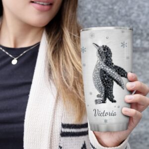 Wassmin Personalized Penguin Tumbler Cup With Lid 20oz 30oz Penguins Stainless Steel Double Wall Vacuum Insulated Tumblers Coffee Travel Mug Birthday Christmas Cups Gifts For Friends Women Girls