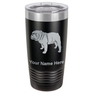 lasergram 20oz vacuum insulated tumbler mug, bulldog dog, personalized engraving included (black)