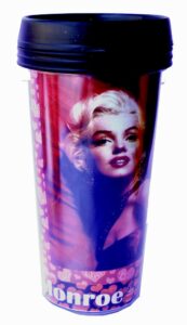 marilyn monroe plastic travel coffee mug