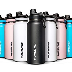 MOMENTOP Hydration Bottle with 2 Lids. (22 oz, 32 oz and 40 oz) (22 oz, White)