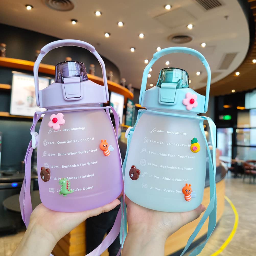 BTSEURY Leakproof Bottles With Straw Fashion Water Bottles Creative Water Bottles With Straws Popular Water Bottles Cute Water Bottles Portable Water Bottles For Boys Girls School Travel