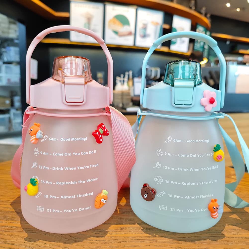 BTSEURY Leakproof Bottles With Straw Fashion Water Bottles Creative Water Bottles With Straws Popular Water Bottles Cute Water Bottles Portable Water Bottles For Boys Girls School Travel