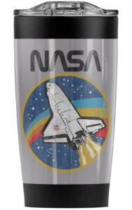 nasa space shuttle patch stainless steel tumbler 20 oz coffee travel mug/cup, vacuum insulated & double wall with leakproof sliding lid