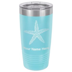 lasergram 20oz vacuum insulated tumbler mug, starfish, personalized engraving included (light blue)