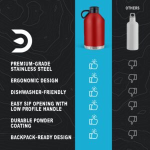 DrinkTanks - Session Growler, Passivated Stainless Steel Growlers for Beer, Leakproof and Vacuum Insulated Beverage Tumbler, Soda, Wine, or Coffee Tumbler with Handle, 64 Oz, Crimson