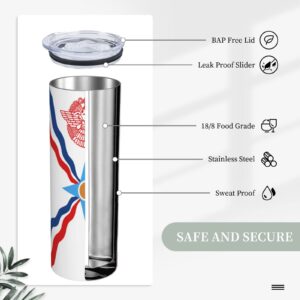 LIICHEES Flag of the Assyrians Stainless Steel Vacuum Insulated Tumbler 20oz Coffee Cups Travel Mug Water Cup with Metal Straw Cleaning Brush