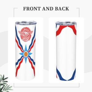 LIICHEES Flag of the Assyrians Stainless Steel Vacuum Insulated Tumbler 20oz Coffee Cups Travel Mug Water Cup with Metal Straw Cleaning Brush