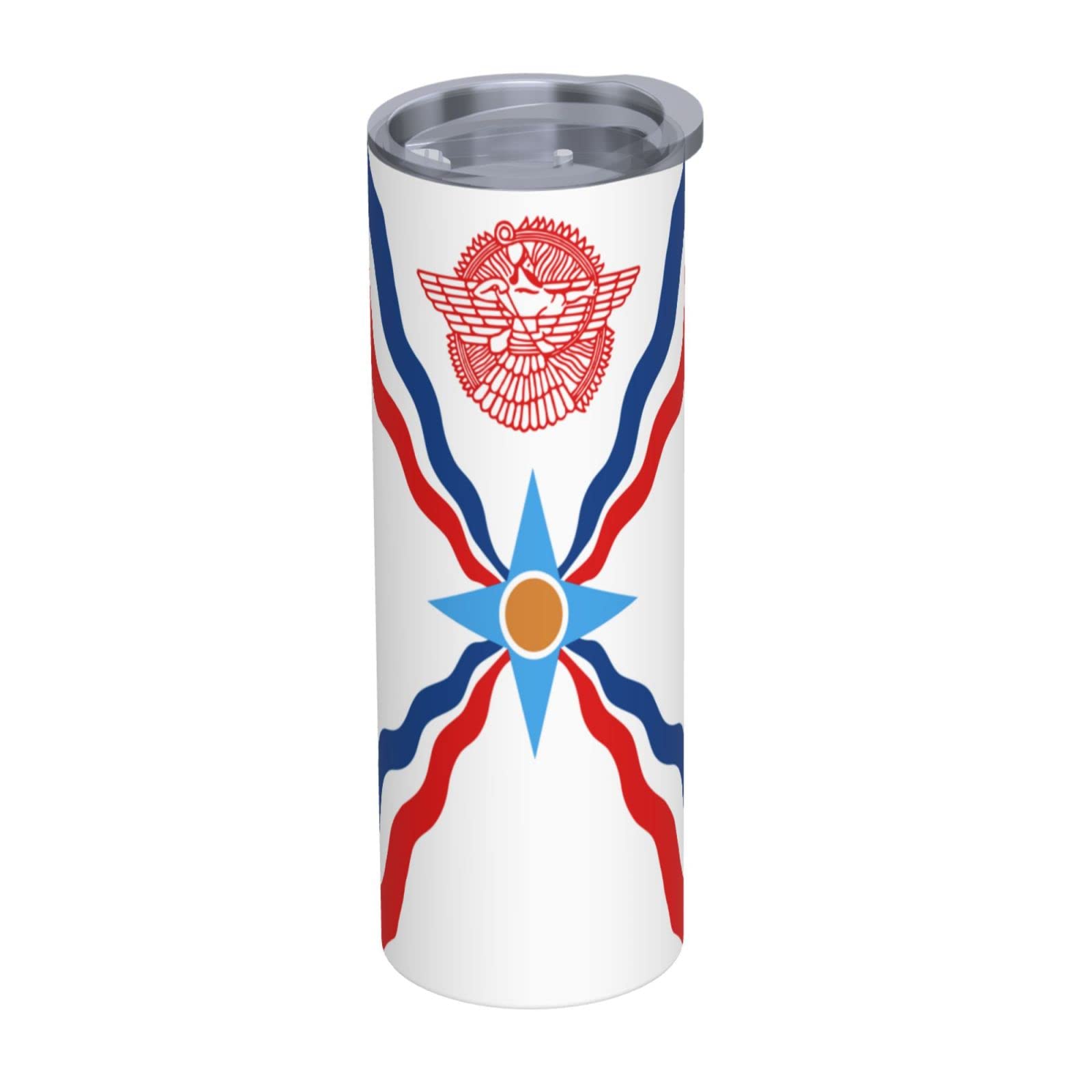 LIICHEES Flag of the Assyrians Stainless Steel Vacuum Insulated Tumbler 20oz Coffee Cups Travel Mug Water Cup with Metal Straw Cleaning Brush