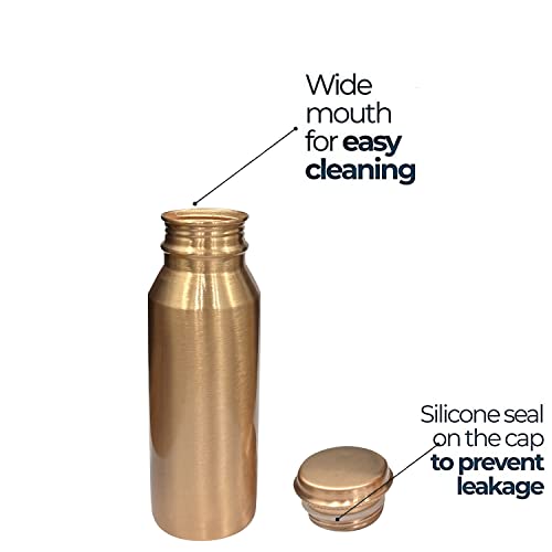 Perilla Home Copper Water Bottle 11.84 Oz Leak Proof 100% Pure (Baby Plain)