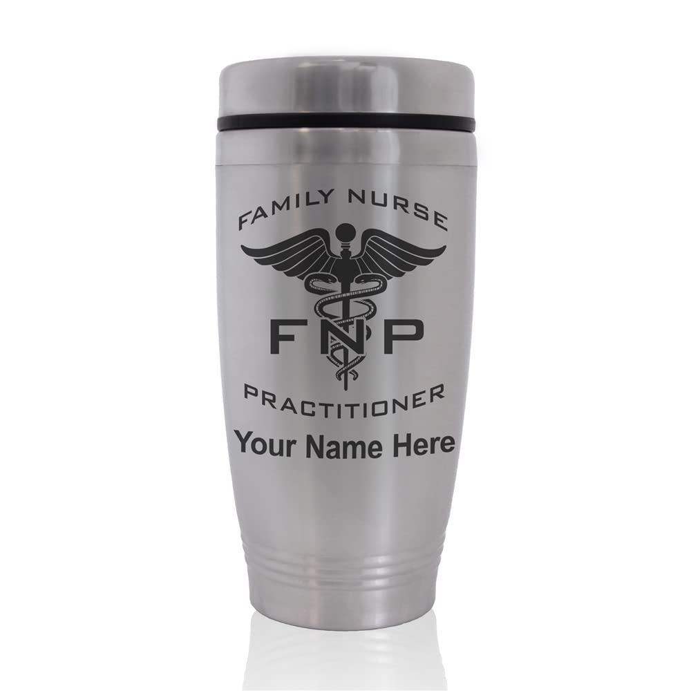 SkunkWerkz Commuter Travel Mug, FNP Family Nurse Practitioner, Personalized Engraving Included