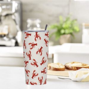 Dujiea 20oz Tumbler With Lid And Straw, Red Lobsters Crawfish Vacuum Insulated Iced Coffee Mug Reusable Travel Cup Stainless Steel Water Bottle