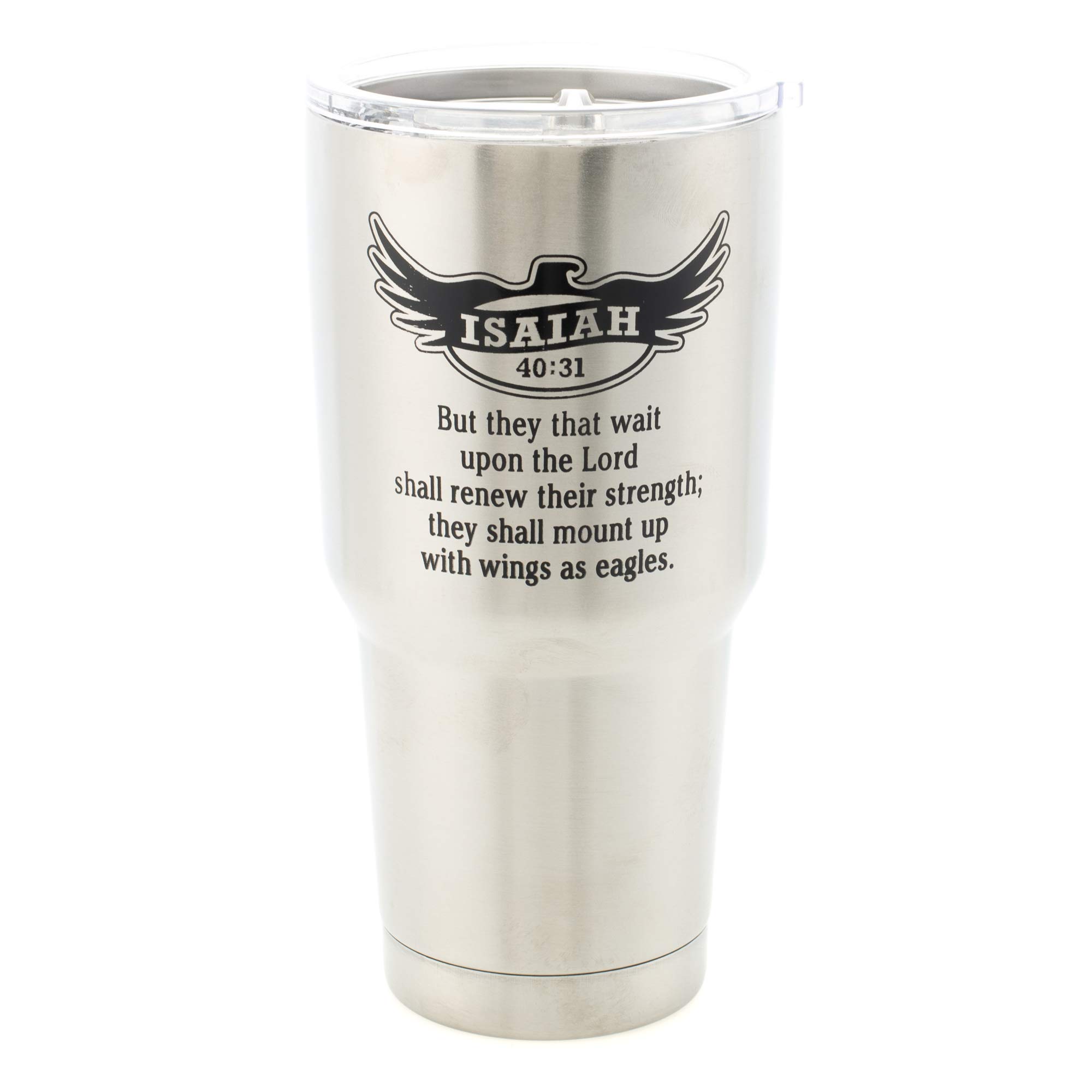 Dicksons Wings As Eagles Isaiah 30 Oz. Stainless Steel Travel Tumbler with Clear Lid