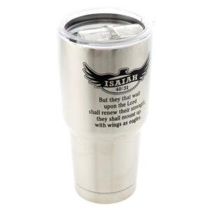 Dicksons Wings As Eagles Isaiah 30 Oz. Stainless Steel Travel Tumbler with Clear Lid