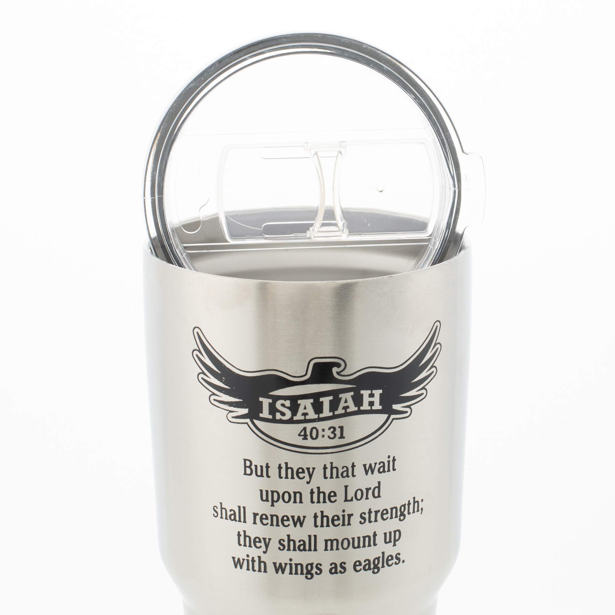 Dicksons Wings As Eagles Isaiah 30 Oz. Stainless Steel Travel Tumbler with Clear Lid