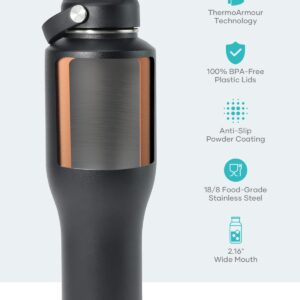 BUZIO 40 oz Insulated Water Bottle with 40 oz Insulated Tumbler Travel Flask Metal Canteen, Keep Cold for 48 Hrs, Hot for 24 Hrs